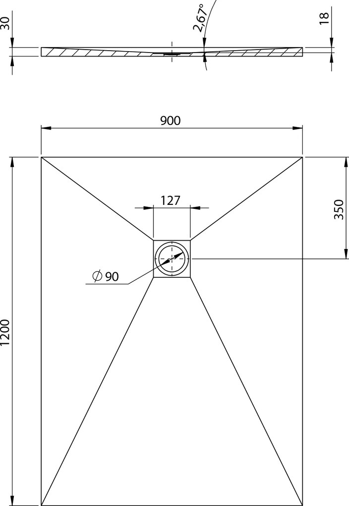 Polysan Treneca sprchová vanička z litého mramoru 120 x 90 cm s možností úpravy rozměru šedá mat 84307.31
