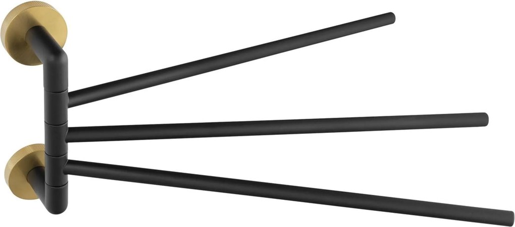 Sapho Larissa - Trojitý držák ručníků, délka 35 cm, černá/matná zlatá WS022BG