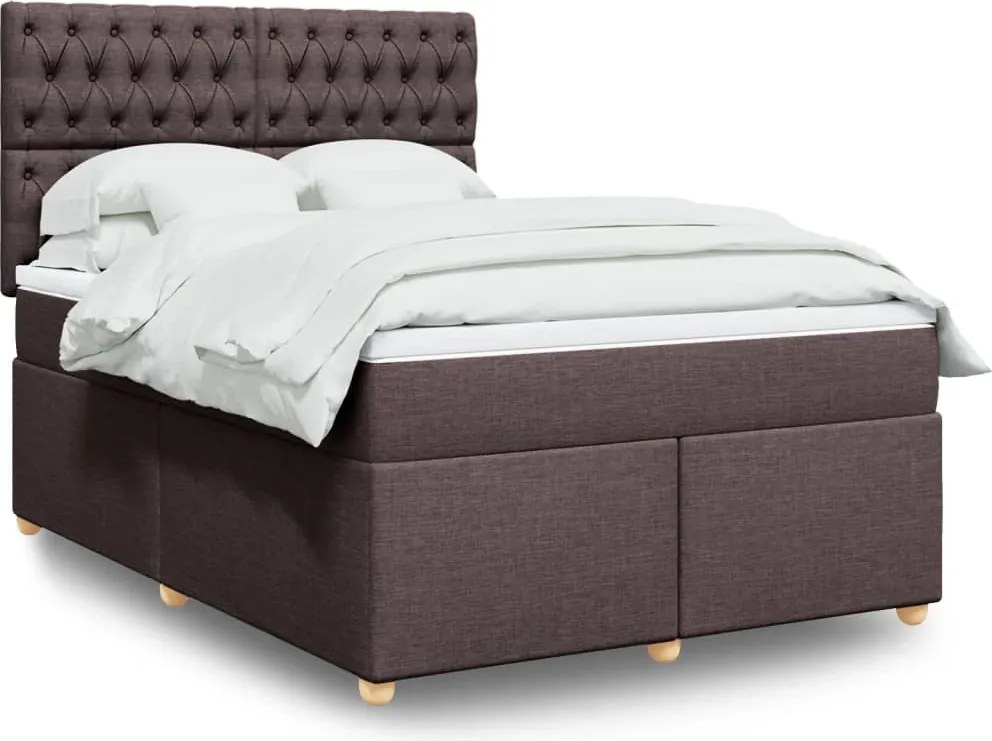 Box spring postel s matrací tmavě hnědá 160x200 cm textil 3293641