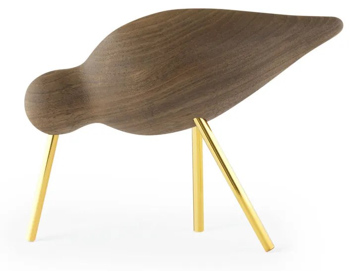 Normann Copenhagen Dřevěný ptáček Shorebird Medium, walnut / brass