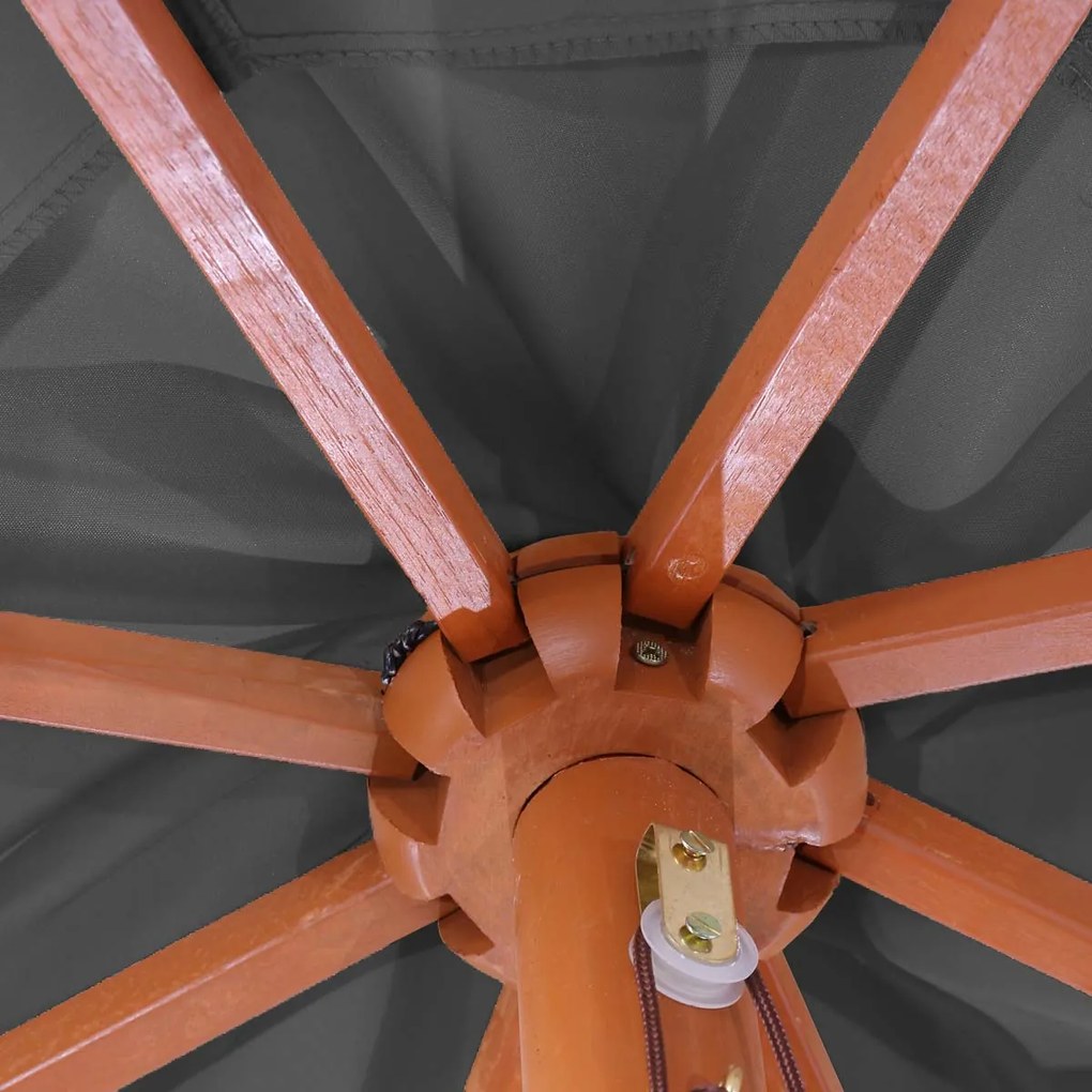 Slunečník Florida Ø 3,5m - polyester/dřevo - antracit