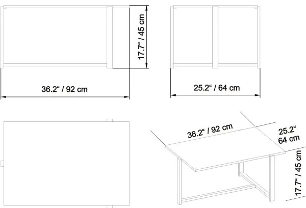 Konferenční stolek MERIDETHS 45x92 cm zlatá/bílá