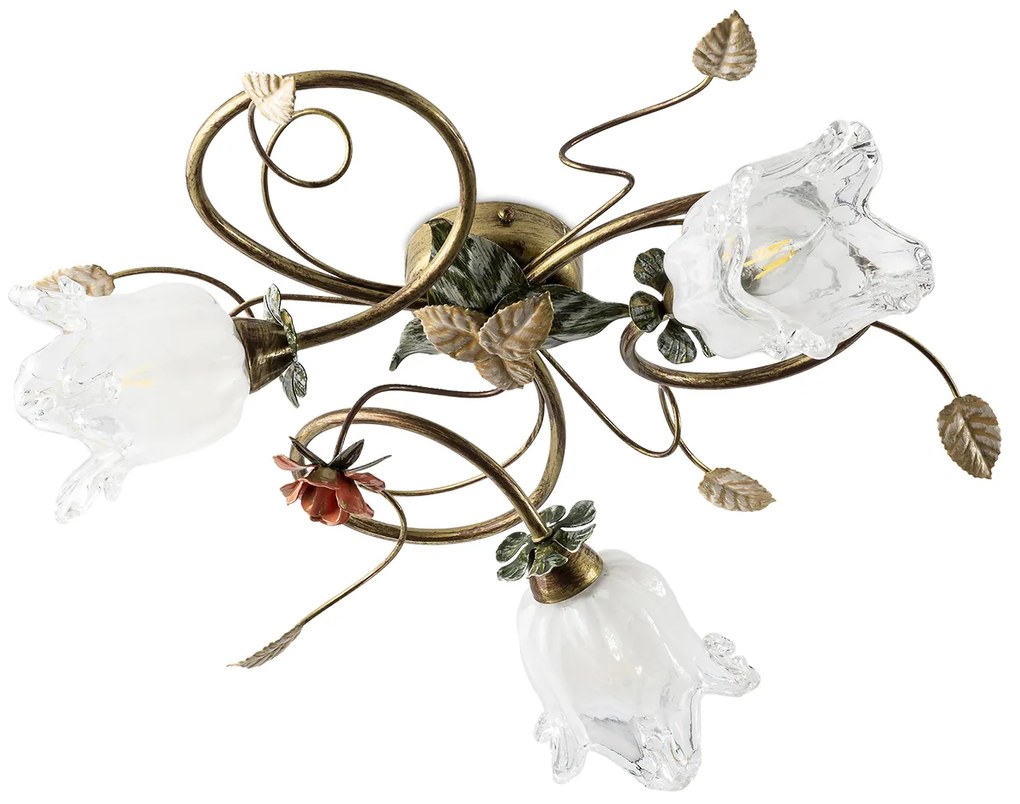 Light for home - Lustr přisazený ke stropu 15233 "KATERINA", 3X40W, E14, zlatá, měď, zelená, růžová