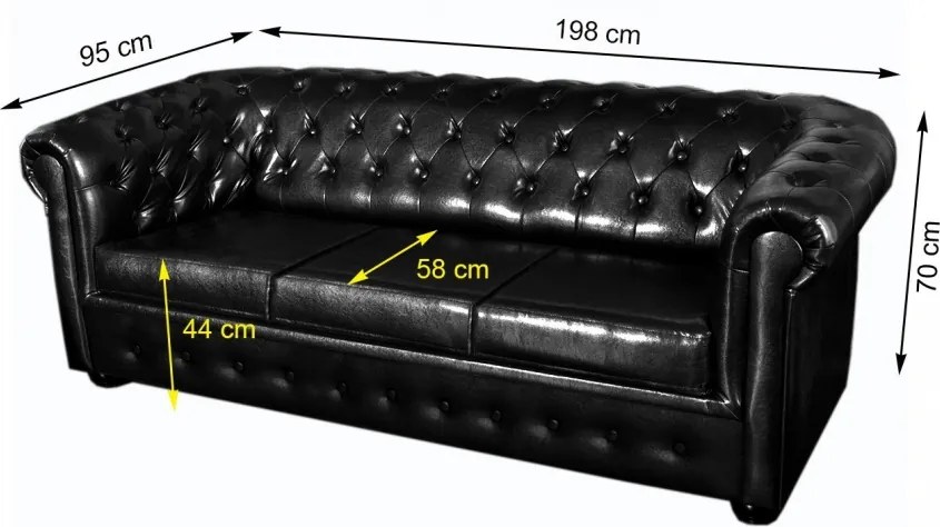 Askont Pohovka Chesterfield Bis 3M Antique Black