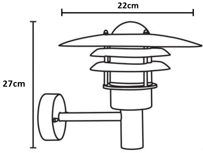Nordlux 71432031 Lonstrup 22 Sensor, venkovní nástěnné svítidlo, 1x60W, pokovená, IP44, výška 27cm