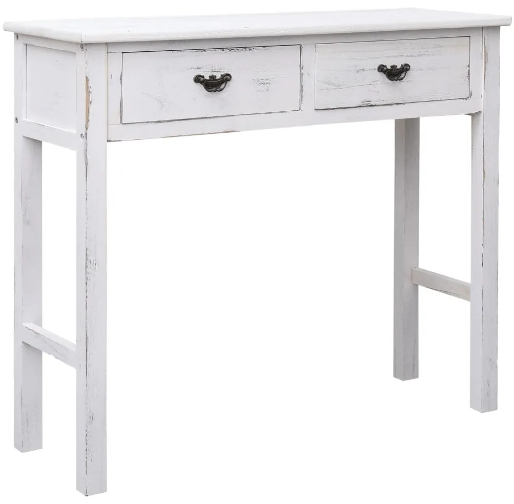 284152 vidaXL Konzolový stolek bílý s patinou 90 x 30 x 77 cm dřevo
