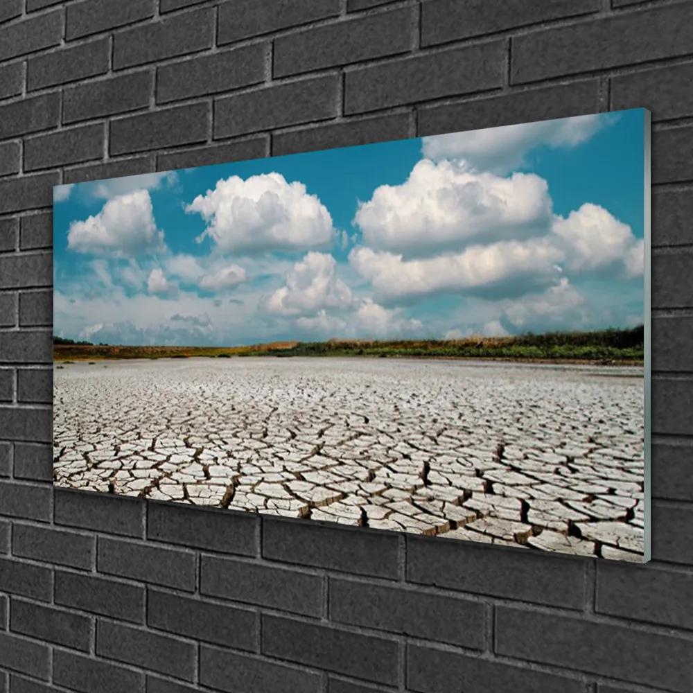 Obraz na skle Vyschlá Řeka Krajina 120x60 cm