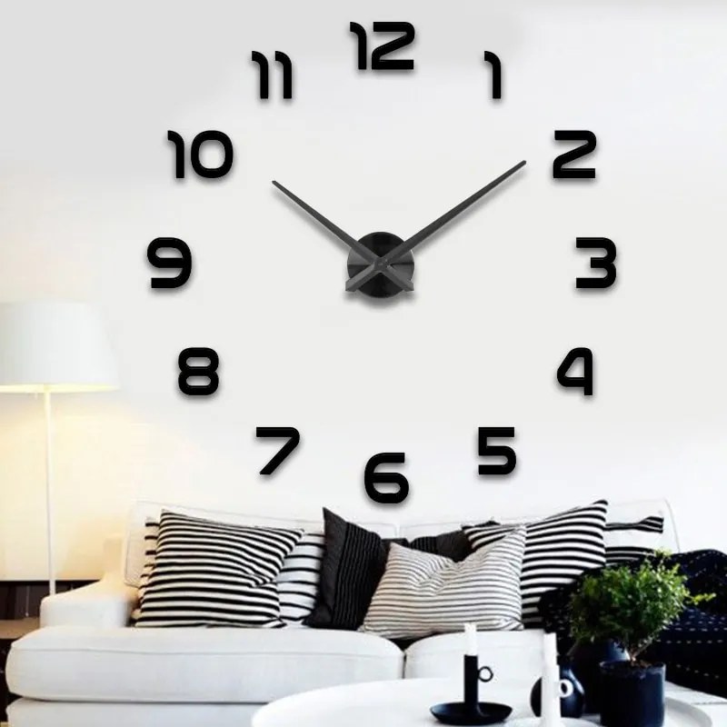 KIK Nástěnné interiérové hodiny, samolepící, černé, KX7845 5903