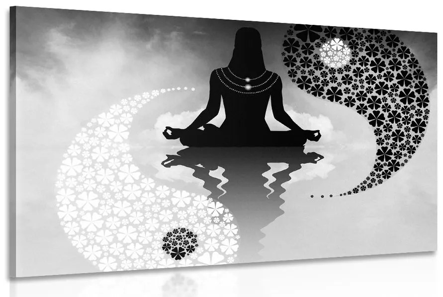 Obraz jin a jang jóga v černobílém provedení Varianta: 120x80