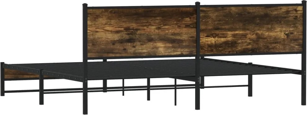 Kovový rám postele bez matrace kouřový dub 200 x 200 cm 3301384