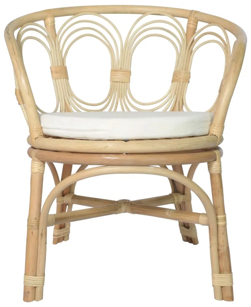 Jídelní židle s poduškou přírodní ratan a lněné plátno - Default Title