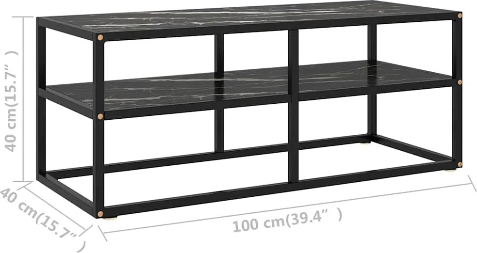 TV stolek černý s černým mramorovým sklem 100 x 40 x 40 cm 322858