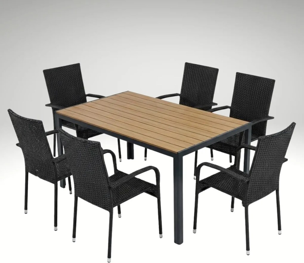 Vikio Zahradní ratanový set 150x90 pro 6 osob DT276-P přírodní