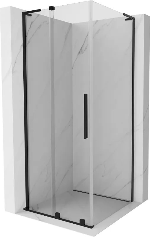 Mexen Velar L, sprchový kout s posuvnými dveřmi 120 x 120 cm, 8mm čiré sklo, černá matná, 871-120-120-03-70