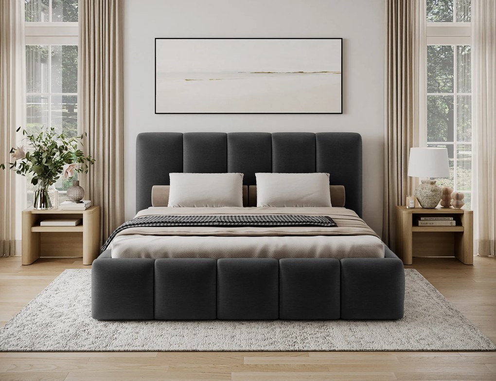 Postel Edvige + Dřevěný rám + plynový výtah + kontejner 160x200