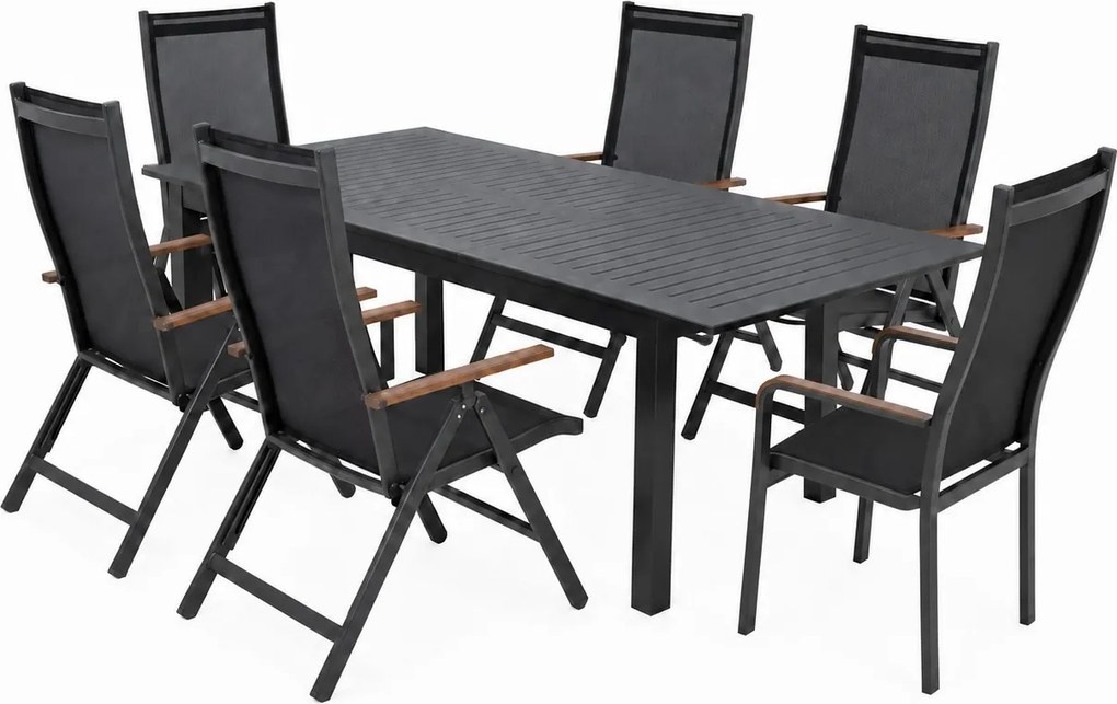 Doppler EXPERT antracit Wood Plus - zahradní hliníková sedací souprava 4+2+1
