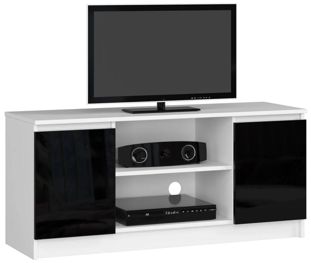 TV stolek Tonon 120 cm bílý/černý lesk