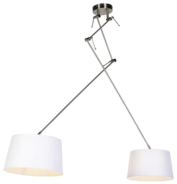 Závěsná lampa s lněnými odstíny bílé 35 cm - ocel Blitz II