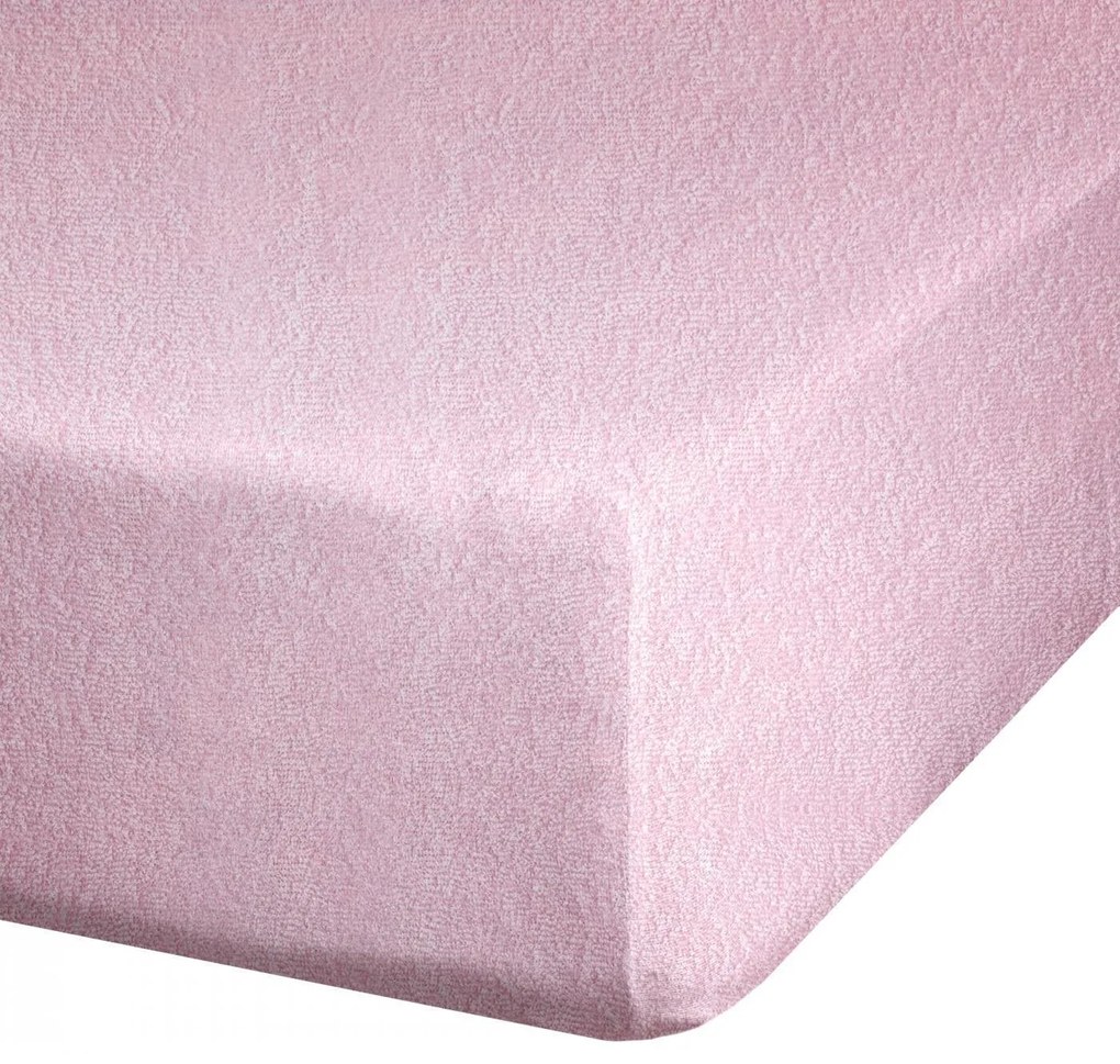 ELASTICKÉ FROTÉ PROSTĚRADLO S GUMOU 200X220 CM, VÝŠKA 20 CM PÚDROVĚ RŮŽOVÁ