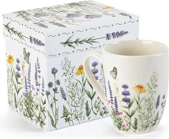 Porcelánový hrnek LEVANDULE A MOTÝLI v dárkové krabičce 350 ml