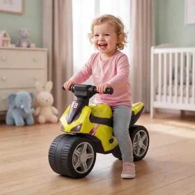 AIYAPLAY odrážedlo-motorka bez pedálů s hudbou a extra širokými koly pro děti od 18 do 36 měsíců, zelené