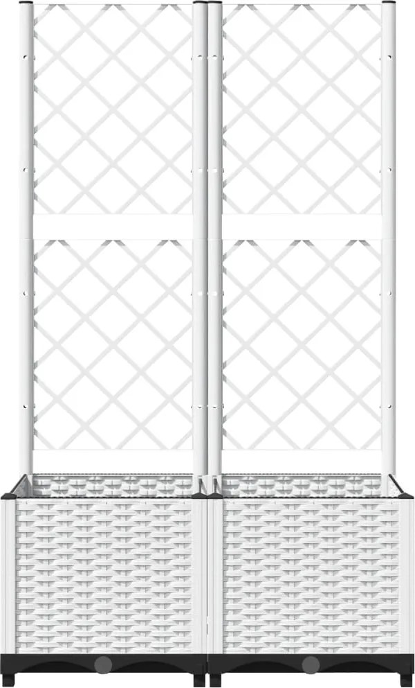 Zahradní truhlík s treláží bílý 80 x 40 x 136 cm PP 153282