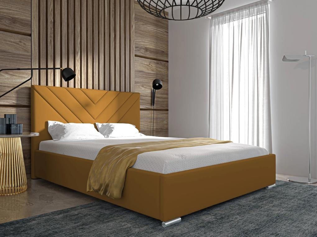 Eka Čalouněná postel MERKURY - Kronos 140x200 cm Barva látky: Tmavá modrá (09), Úložný prostor: S dřevěným rámem úložného prostoru