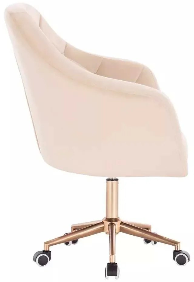 LuxuryForm DESIGN Otočné křeslo ROMA VELUR na zlaté podstavě s kolečky - krémové