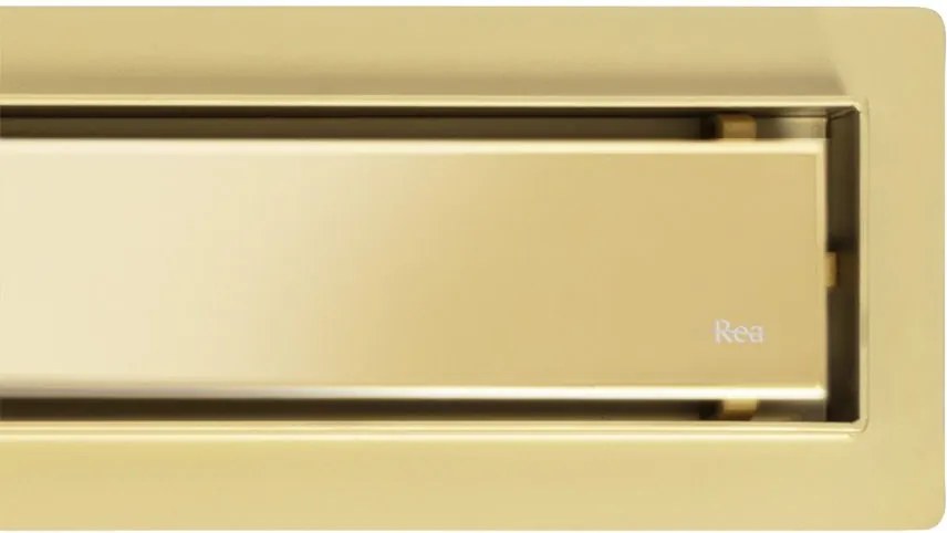 Rea Neox Pro, odtokový žlab 60 cm s rotačním sifonem, zlatá matná, REA-G2743