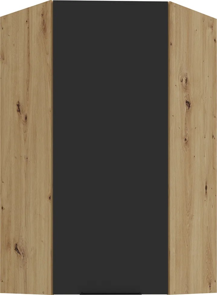 ARIA ac | horní kuchyňská skříňka 60x60 GN-108 1F (45°) rohová s policemi | 60x60 cm | EXTRA VYSOKÁ | artisan/černá