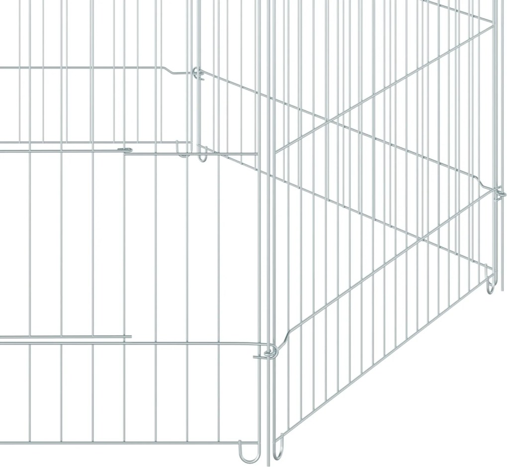 PawHut Ohrádka pro psy 6 panelů 59x60 cm Skládací kovový plot pro domácí mazlíčky s dveřmi a zámkem a stříškou pro zahradu a terasu