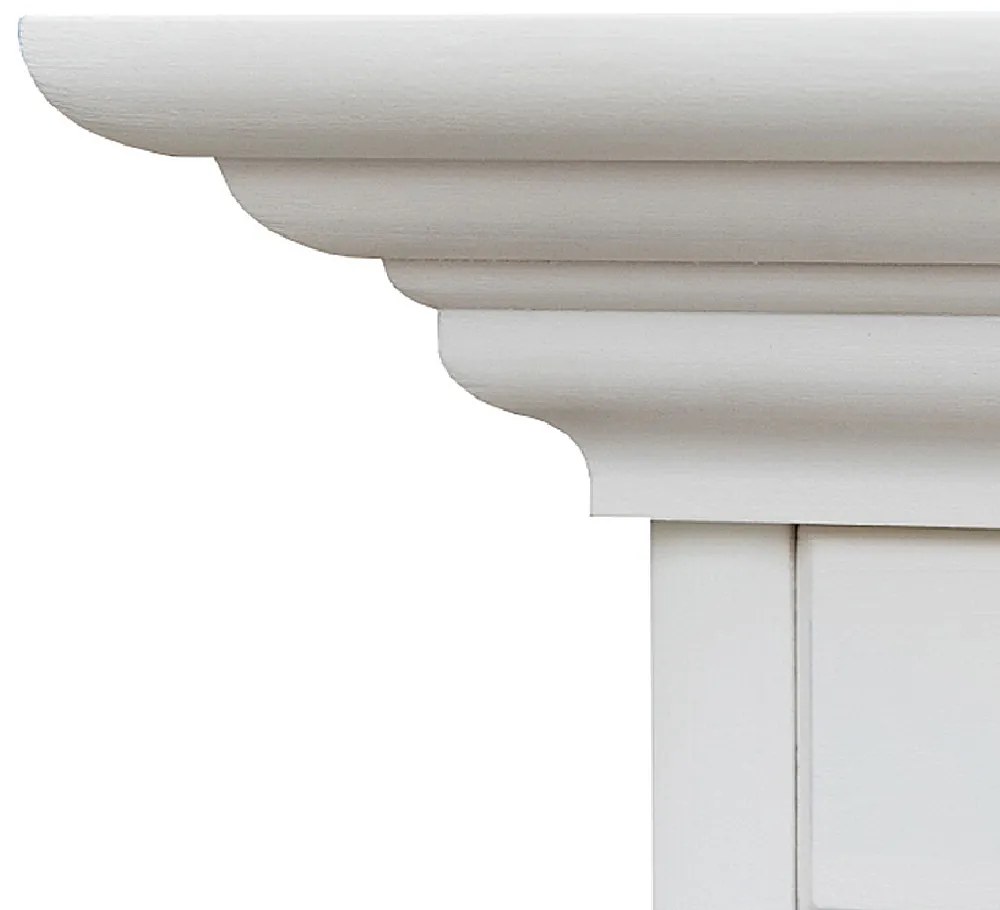 Massive home | Belluno Elegante bílá úzká vitrína z masivu s bílou deskou levá