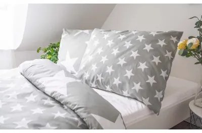 JAHU collections BAVLNĚNÉ POVLEČENÍ - Stars DUO grey 140x200/70x90cm
