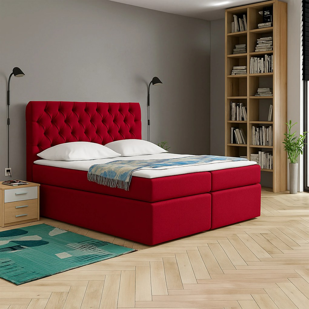 Eka Kontinentální čalouněná postel Luxurious - Cassablanca (90x200 cm) Barva látky Trinity: Krémově bíla (Trinity 2301)