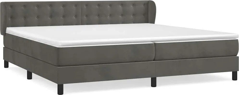 Box spring postel s matrací tmavě šedá 200x200 cm samet 3127752