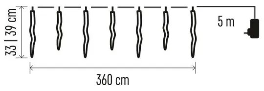 LED Vánoční venkovní řetěz 60xLED/8,6m IP44