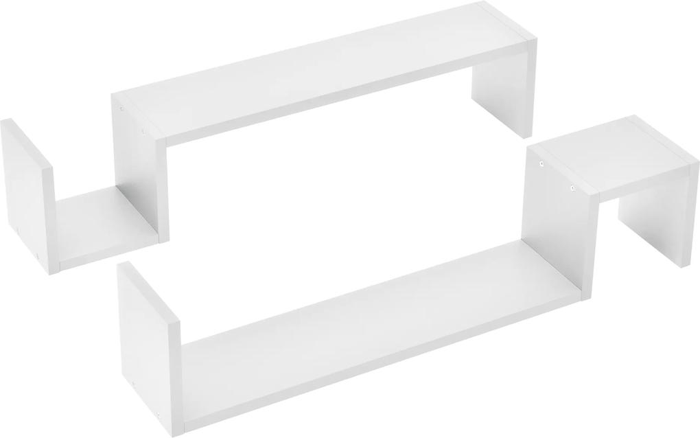 [en.casa]® Dvoudílná sada designových polic na zeď - bílá - model 6