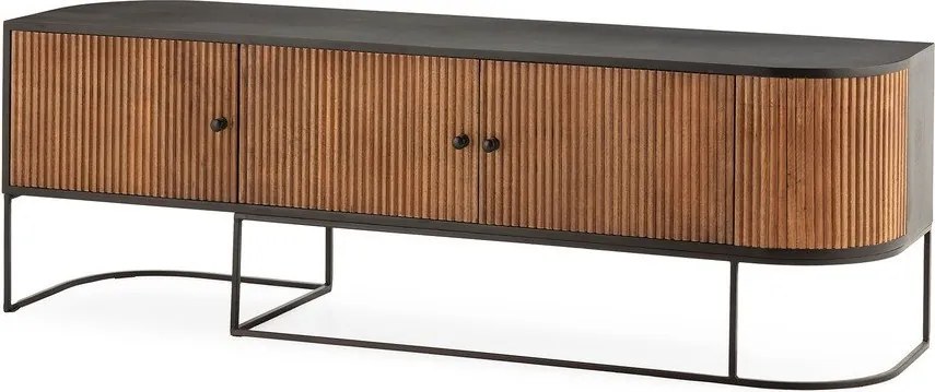 TV stolek z mangového dřeva v přírodní barvě 160x55x40 cm Curve – MOME