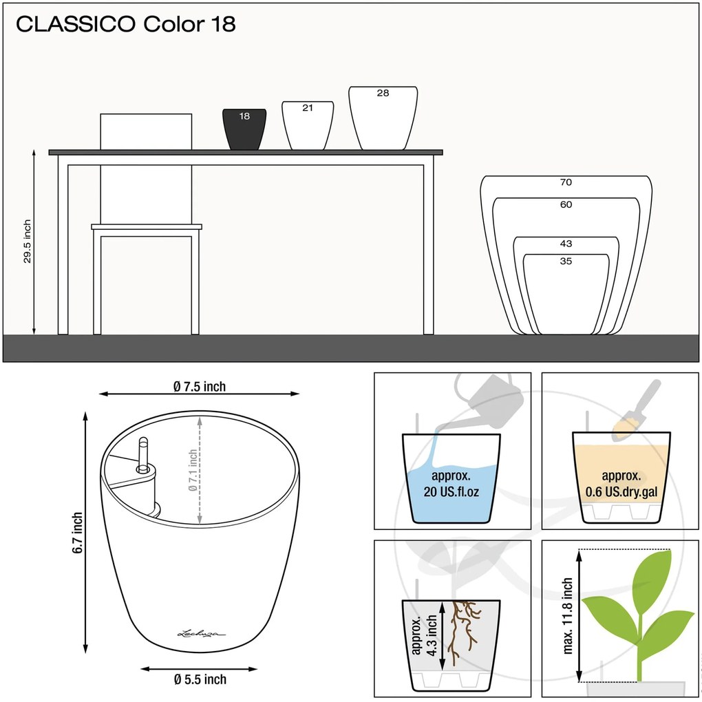 Lechuza Color Classico All Inclusive Set Sand Brown s vložkou Ø 35 cm / V 32 cm