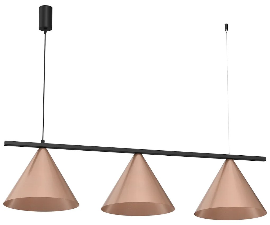 Závěsné svítidlo Capital, 3x měděné kovové stínítko, (fi 30cm), b