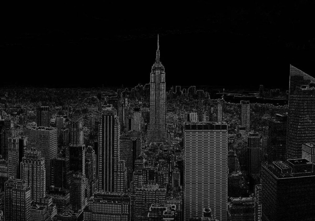 Fototapeta - Černobílá skica města (254x184 cm)