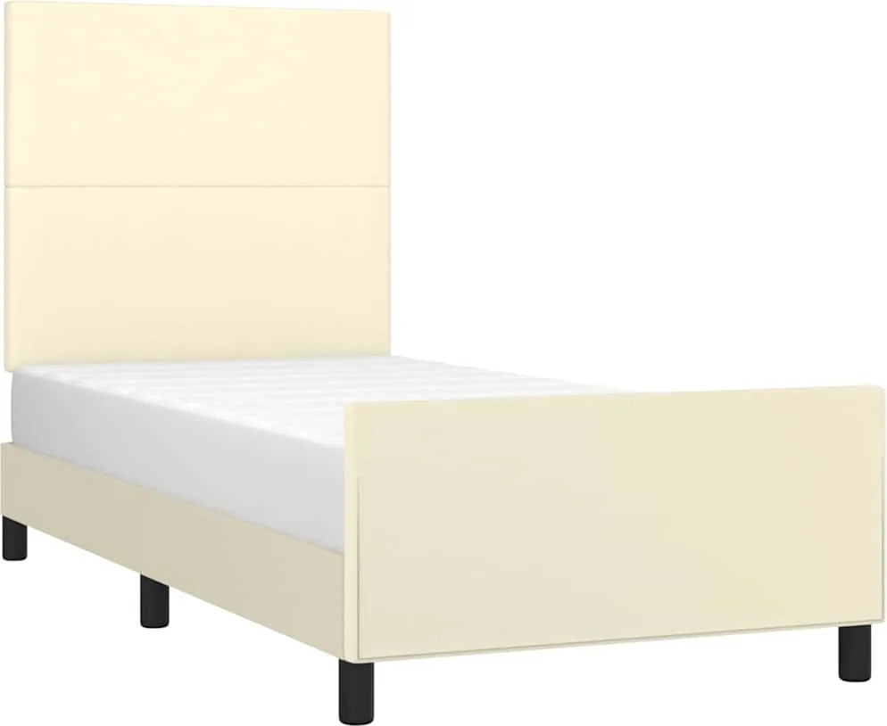 Rám postele s čelem krémový 80 x 200 cm umělá kůže 3125417