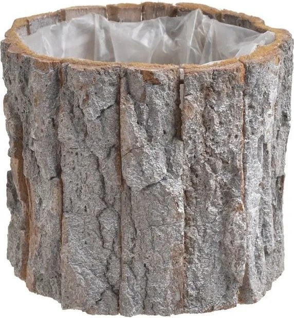 Oblý květináč s kůrou 15 × 13 cm