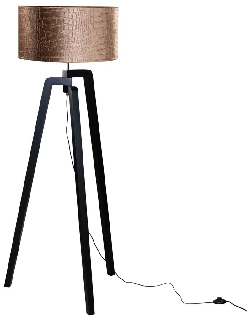 Stojací lampa černá s sametovým stínidlem krokodýl 50 cm - Puros