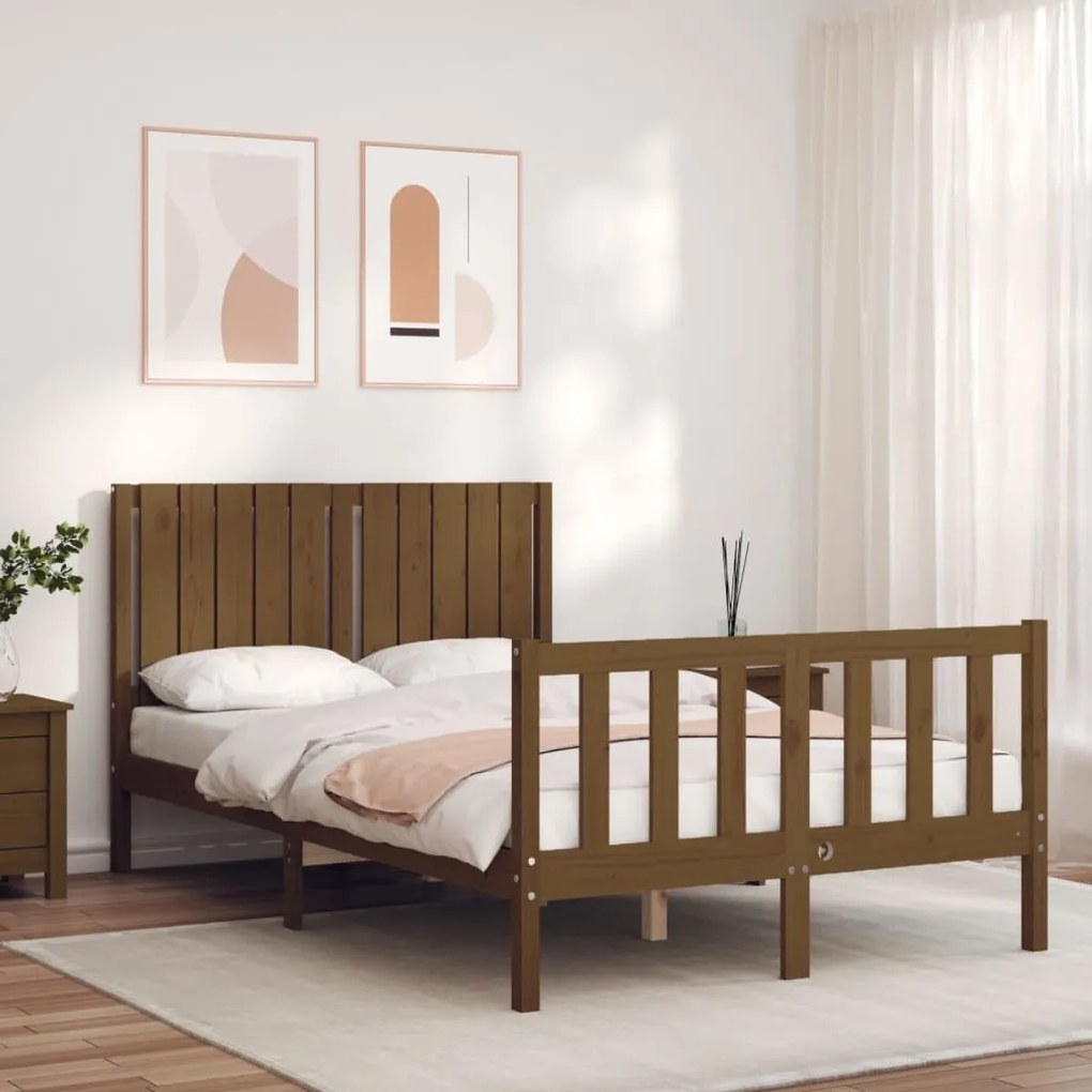 vidaXL Rám postele s čelem 120 x 200 cm masivní dřevo [3192945] Barva: Přírodní