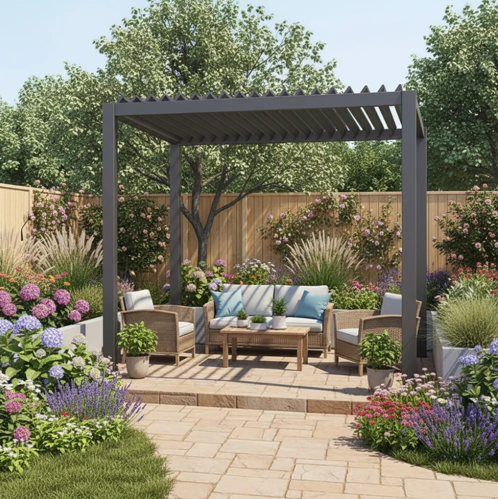 Bioklimatická pergola, antracit, 3x3 m, ZIA