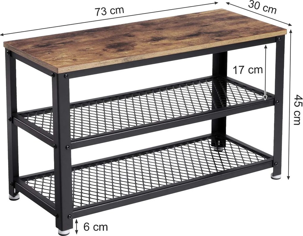 VASAGLE Sedací botník industriální 73x45 cm