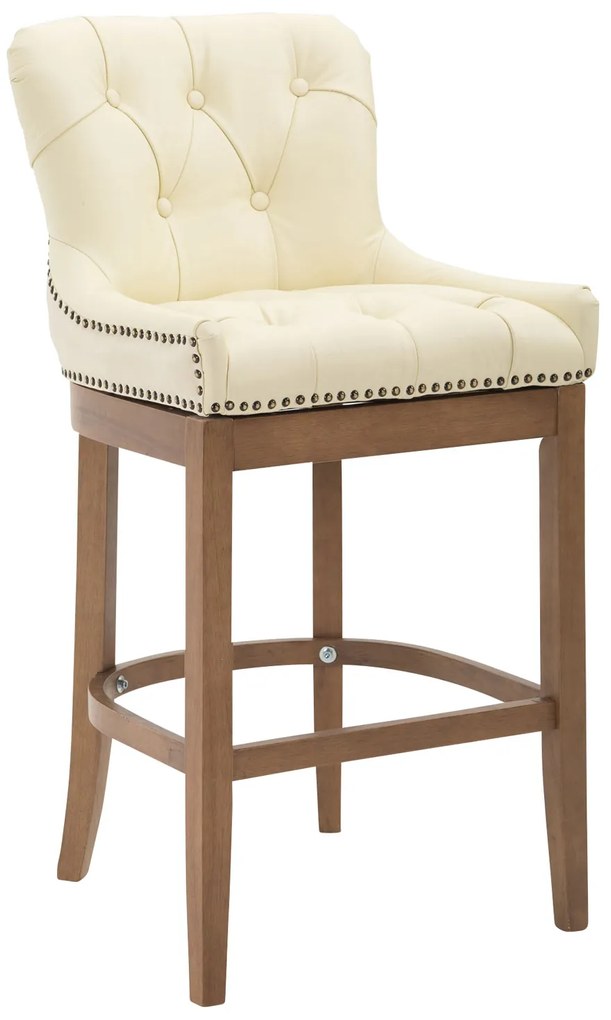 Barová židle Buckingham ~ kůže, dřevěné nohy světlá antik - Krémová