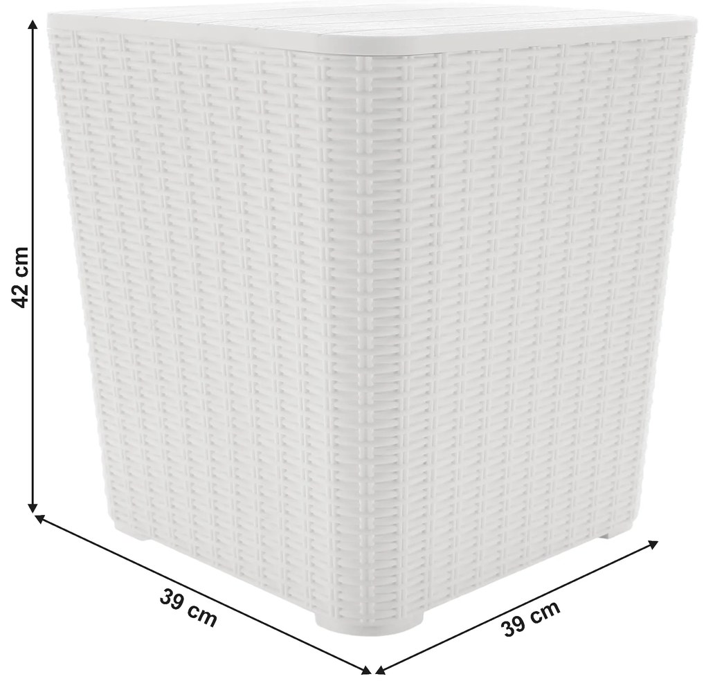 Kondela Zahradní úložný box / příruční stolek, bílá, Ugur