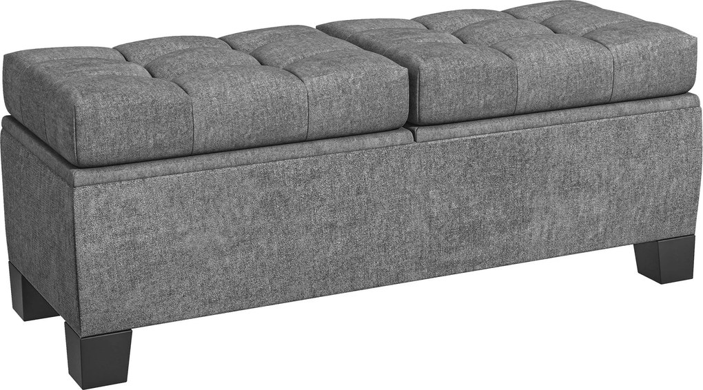 HOMCOM Hedvábně měkký úložný otoman s knoflíky pro předsíň a ložnici, 116x41x47cm, Šedý | Aosom